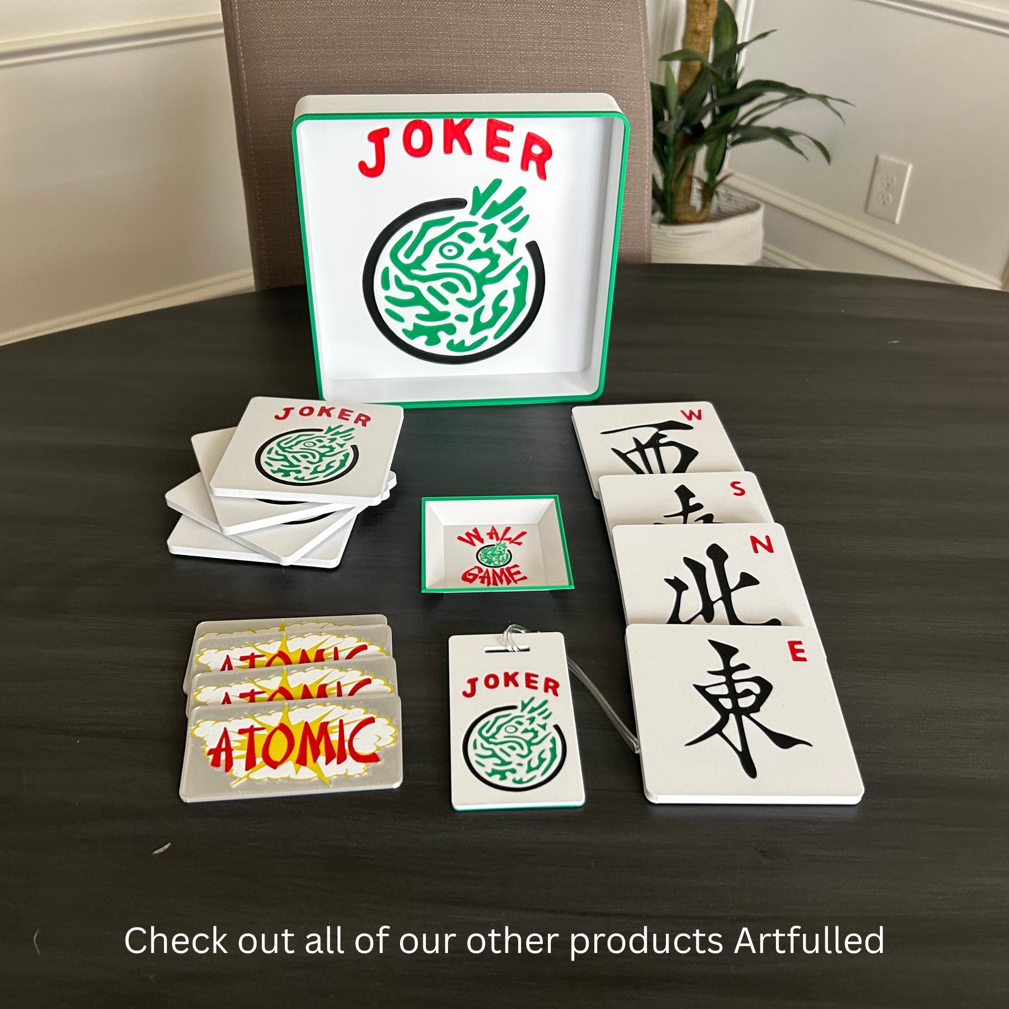 Mahjong (north, South, East and West) Drink Coasters, Set of 4, Mahjong ...