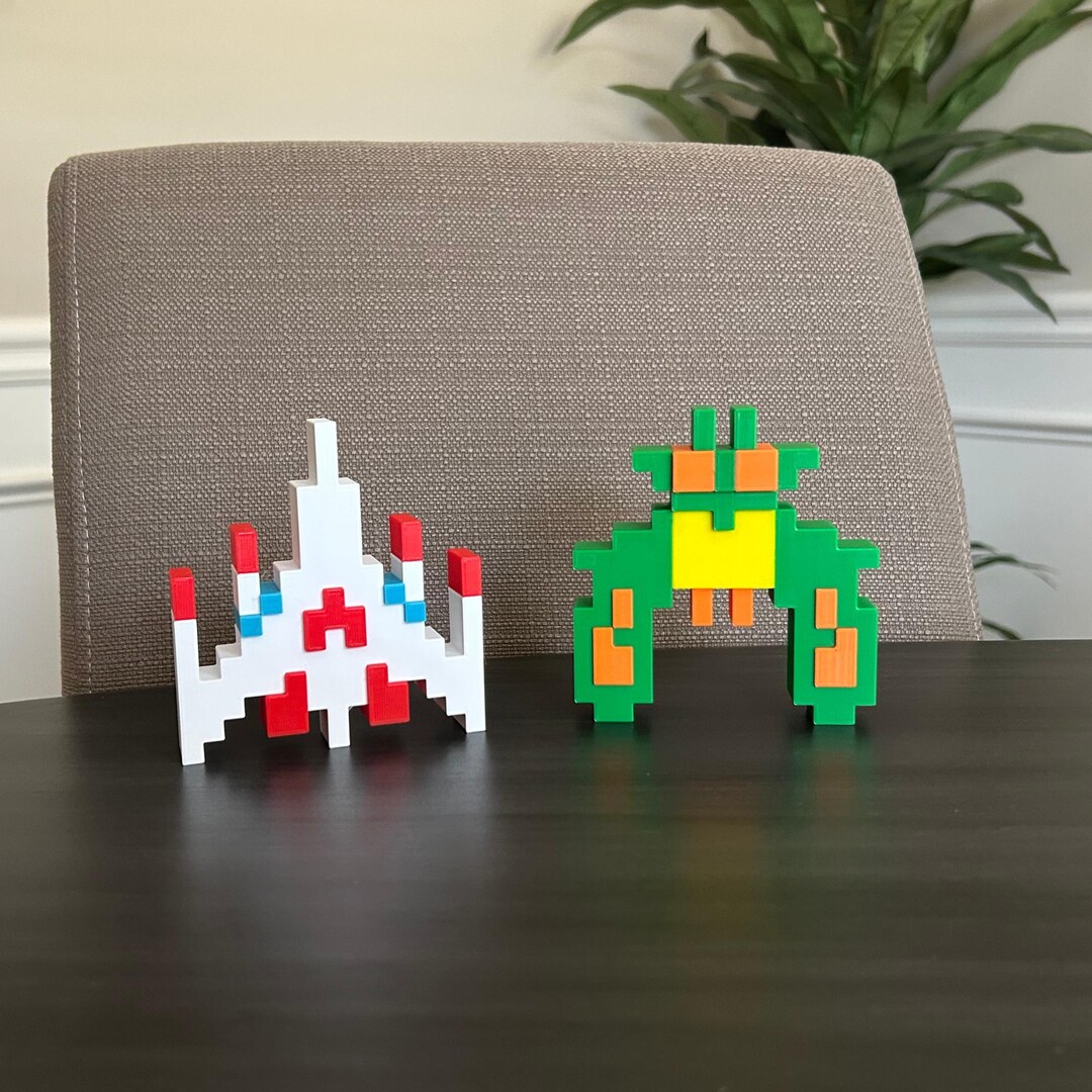 Retro Galaga Arcade Decor | Self Standing Galaga Ship & Green Boss ...