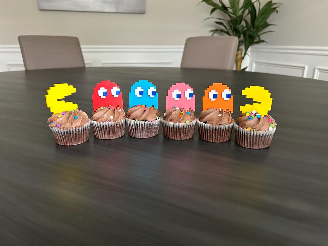 Retro Arcade Game Cupcake/cake Toppers, 8-bit Party Decorations set of ...