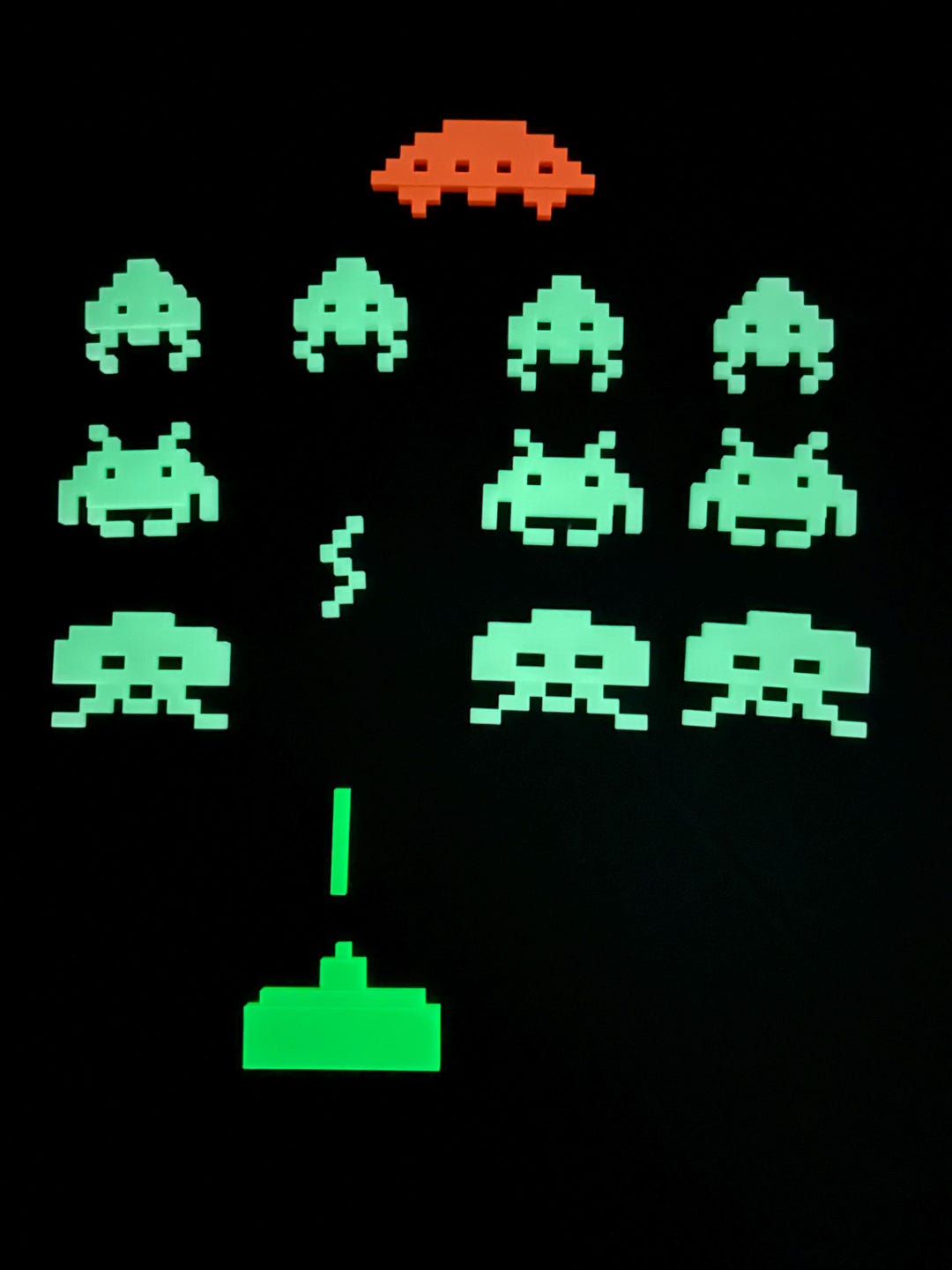 Glow in the Dark Space Invader Retro Arcade 3-D Printed Wall Decor ...