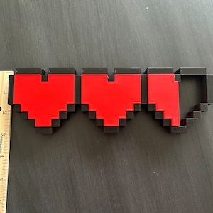 3-D Printed Retro Console Legend of Zelda Hearts Logo Sign 9.25in self ...