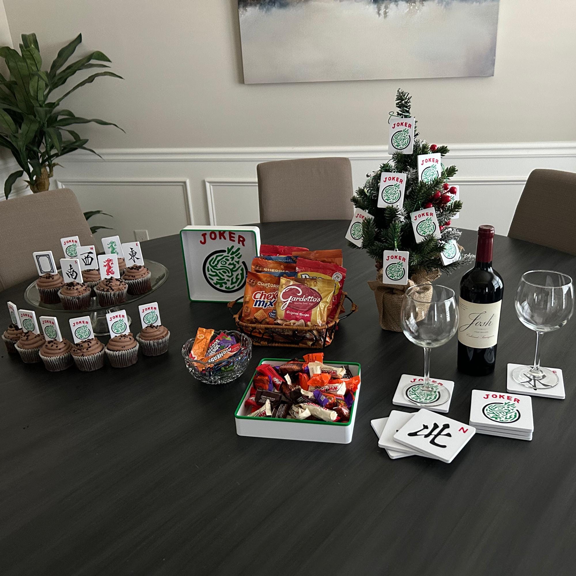 Mahjong (north, South, East and West) Drink Coasters, Set of 4, Mahjong ...