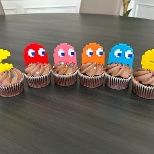 Retro Arcade Game Cupcake/cake Toppers, 8-bit Party Decorations set of ...