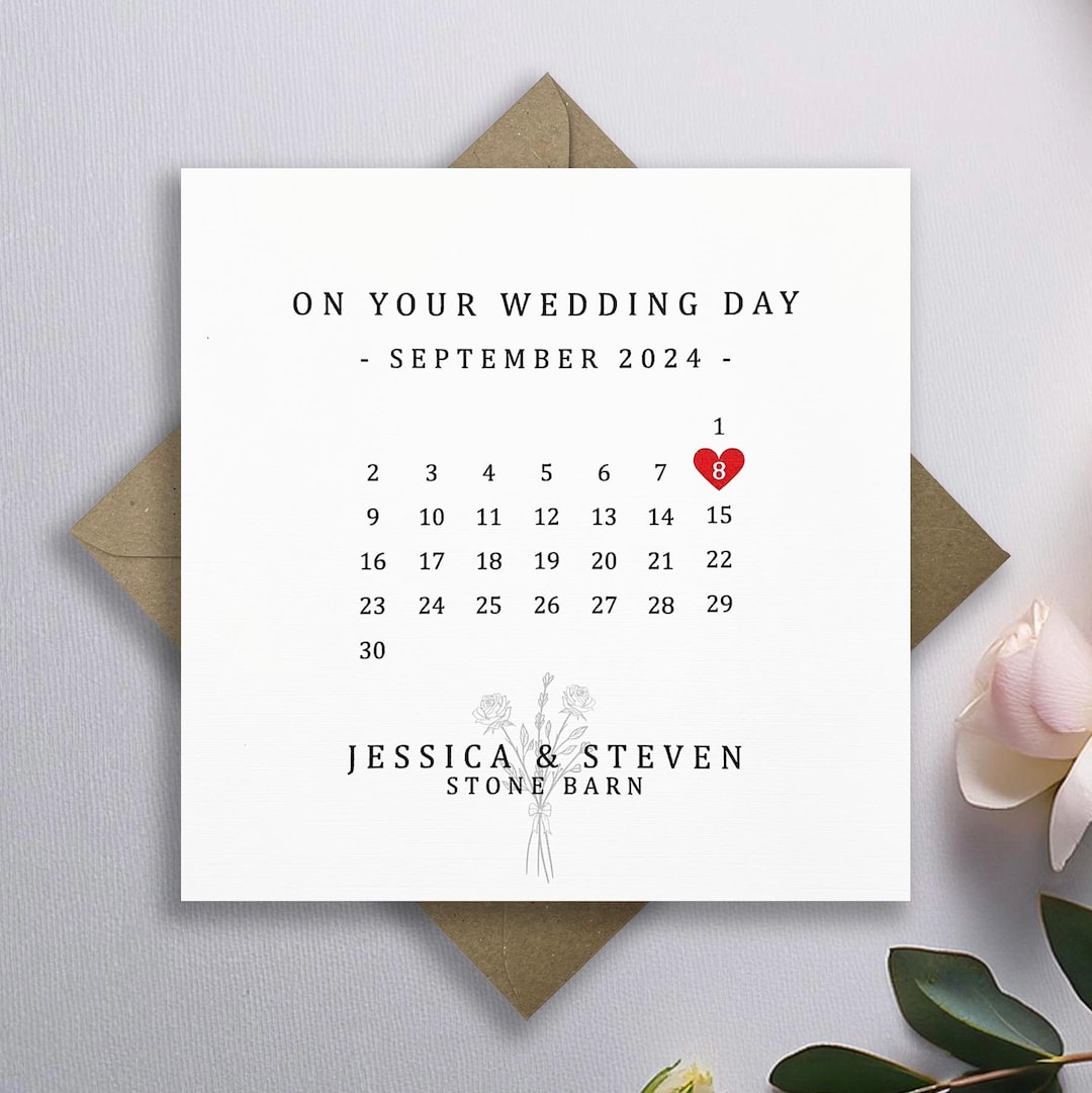 Personalised Wedding Date Card Calendar | Marriage Wedding Gift Card ...