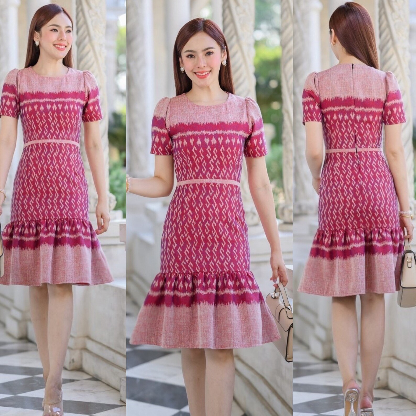 Red-thai Fabric A Dress With Beautiful Thai Patterns.(not Printed ...