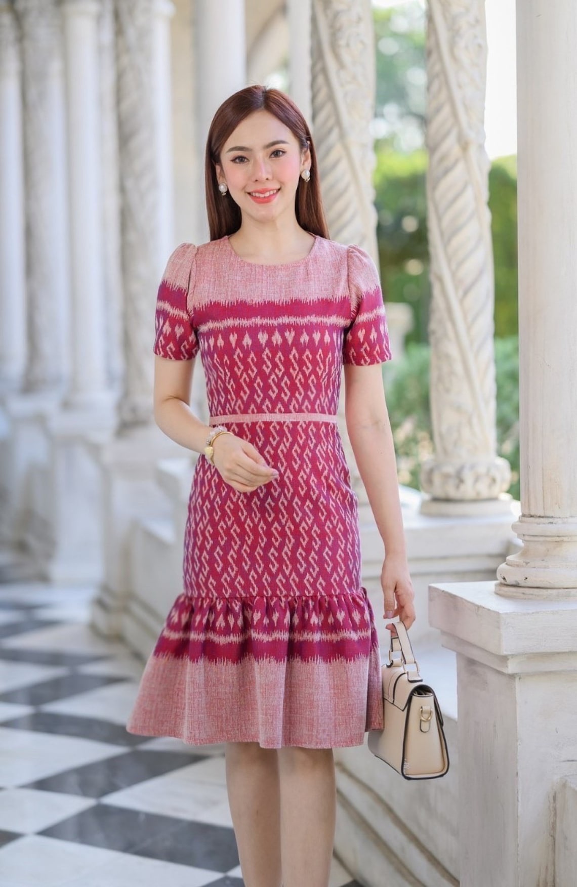 Red-thai Fabric A Dress With Beautiful Thai Patterns.(not Printed ...