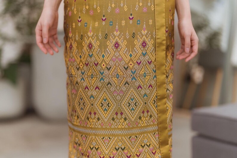 Pants-skirt Thai Praewa Kalasin Woven Fabric Glued All Over - Etsy