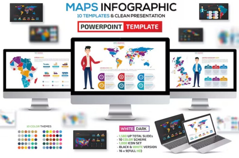 Maps Infographic Powerpoint - Etsy
