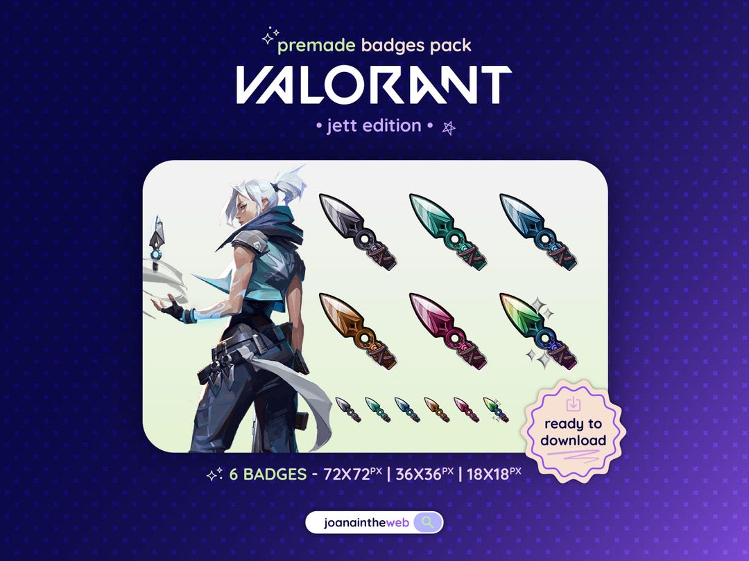 Jett - Valorant Badges for Streamers | Twitch & Youtube Graphics | Sub ...