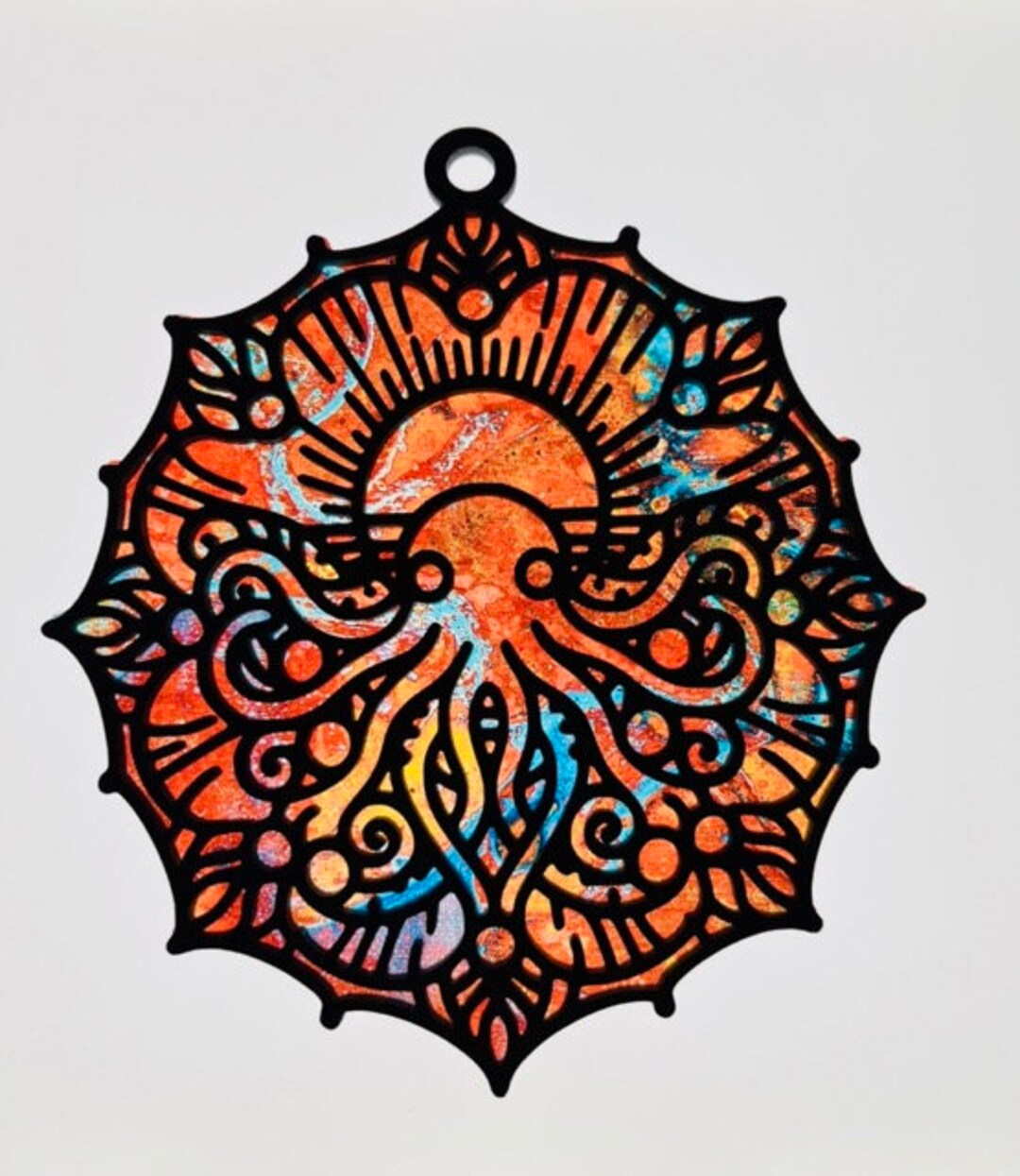 Octopus Suncatcher SVG Sunset Glowforge Lightburn Laser Cutting Files ...