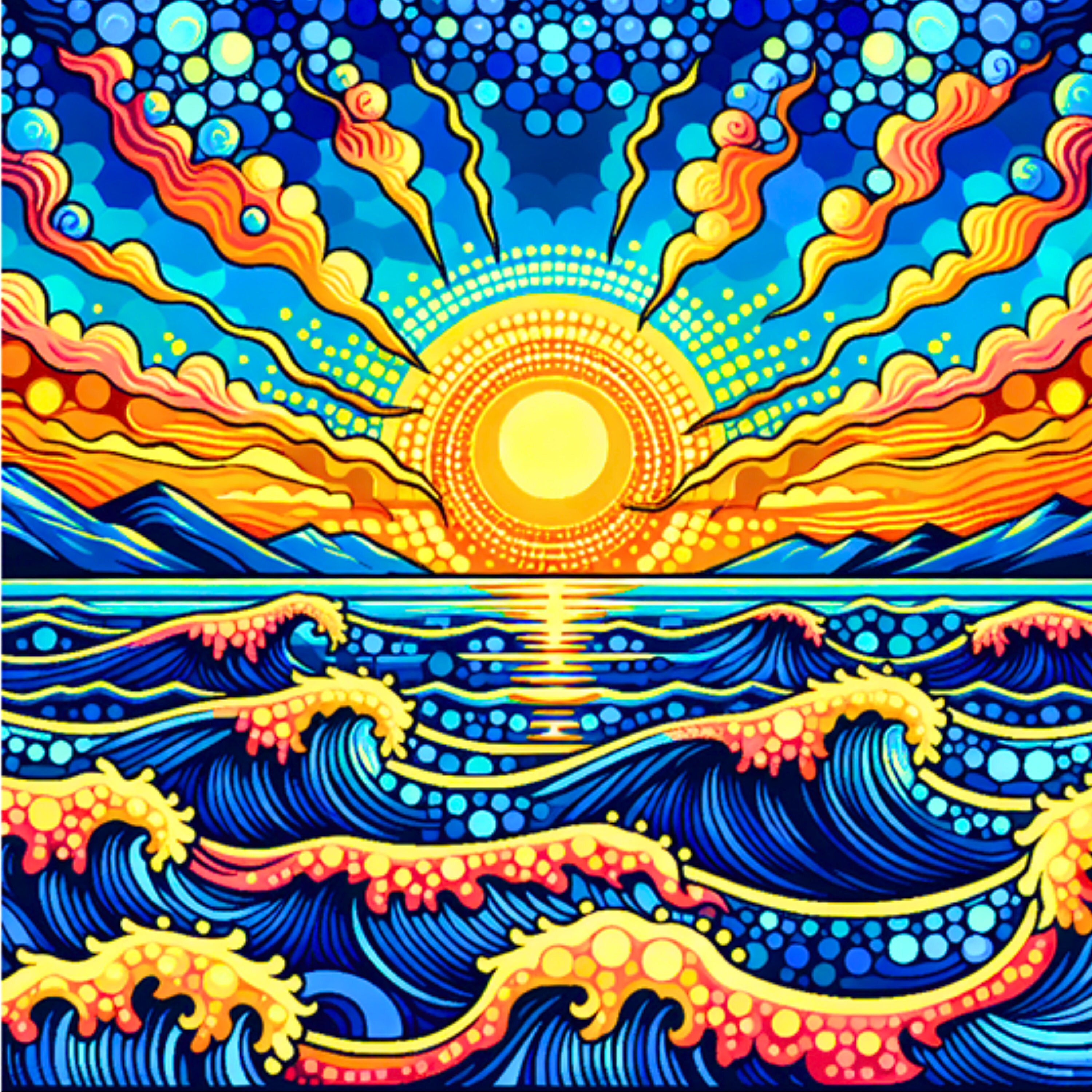 Mosaic Sunset Print Ready Files Digital Downloads | Sublimation PNG ...