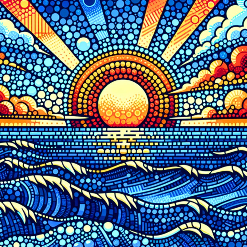 Mosaic Sunset Print Ready Files Digital Downloads | Sublimation PNG ...