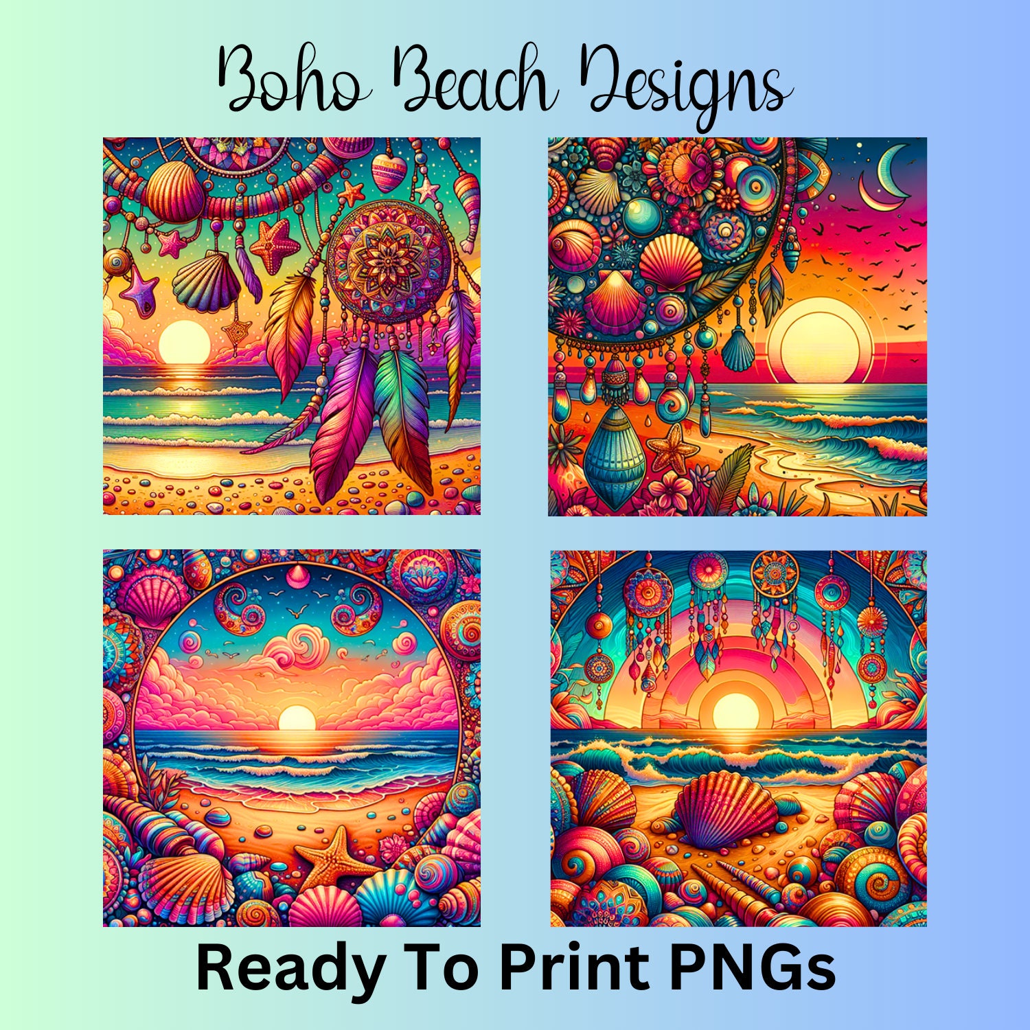 Beach Design Boho PNG Files Boho Digital Downloads Print Ready Files ...