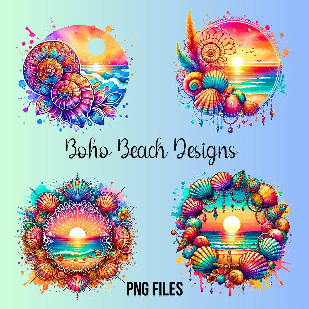 Beach Design | Boho PNG Files | Boho Digital Downloads | Print Ready ...