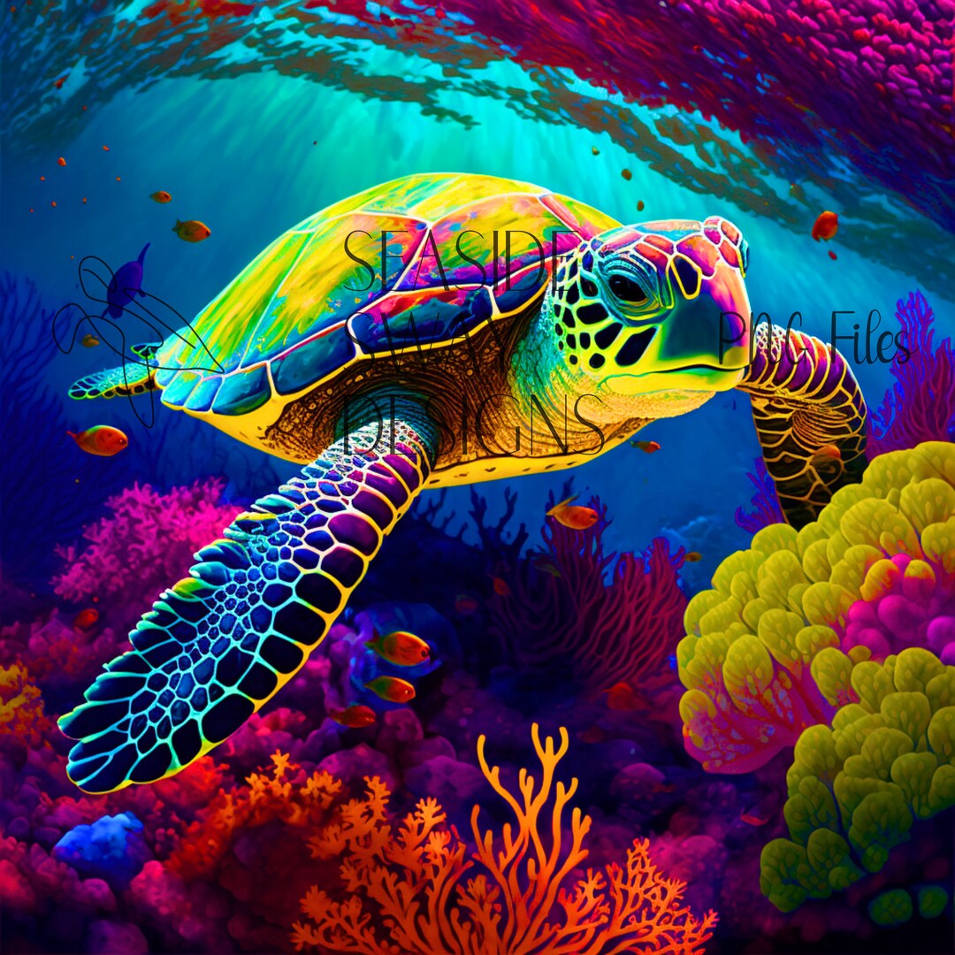 Sea Turtle Art Digital Download PNG File Coasters Home Decor ...