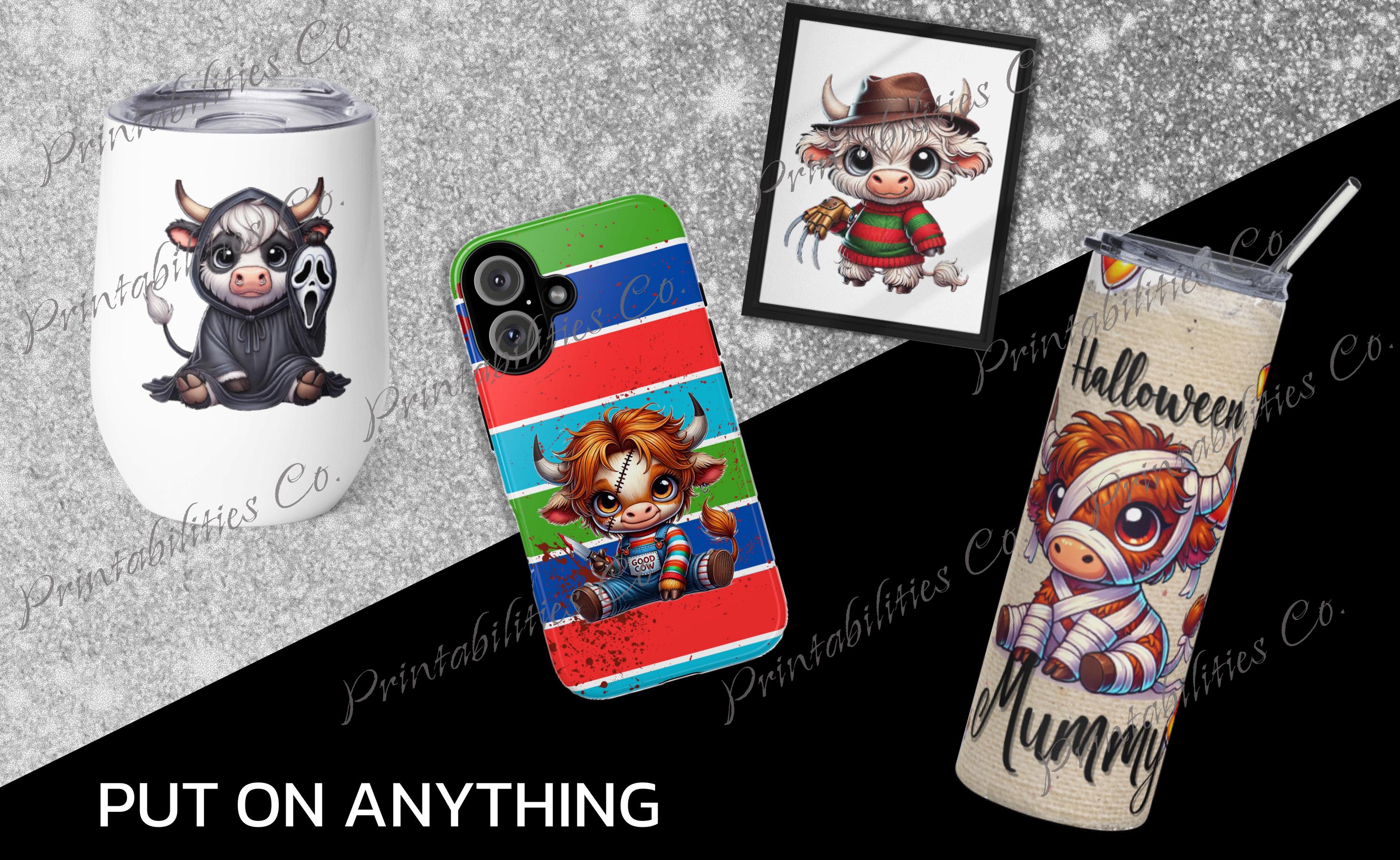 Spooky Highland Cow PNG Bundle: Horror Cartoon Prints (digital Download ...