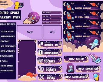 Magic Moon Stream Package Twitch Overlays Animated Videos - Etsy