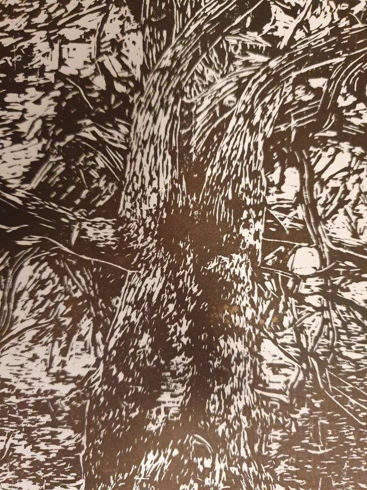The Ancient Tree/precise Linoprint/black and - Etsy