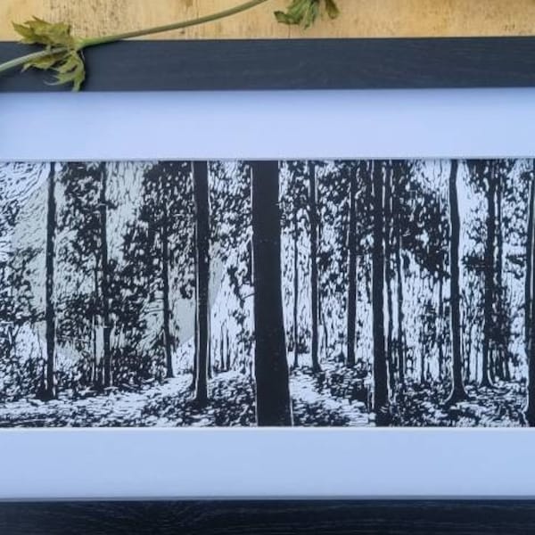 Linocut Moon - Etsy