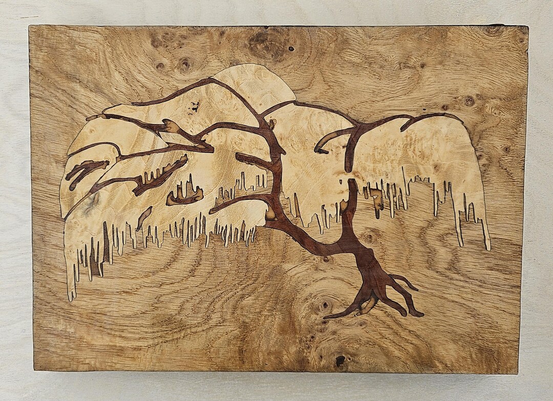 Weeping Willow/original Marquetry Design/veneer Art/tree Art/walnut/oak ...