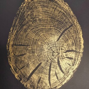 Gold Tree Ring Print/releif Print/nature/original/handmade/gift/art ...