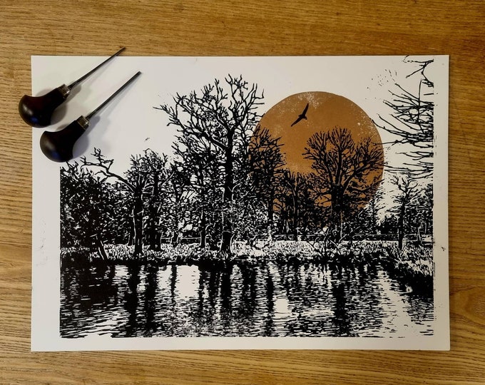 Summer Swallows Blue Art Printable | Linocut Summery Print | Botanical ...