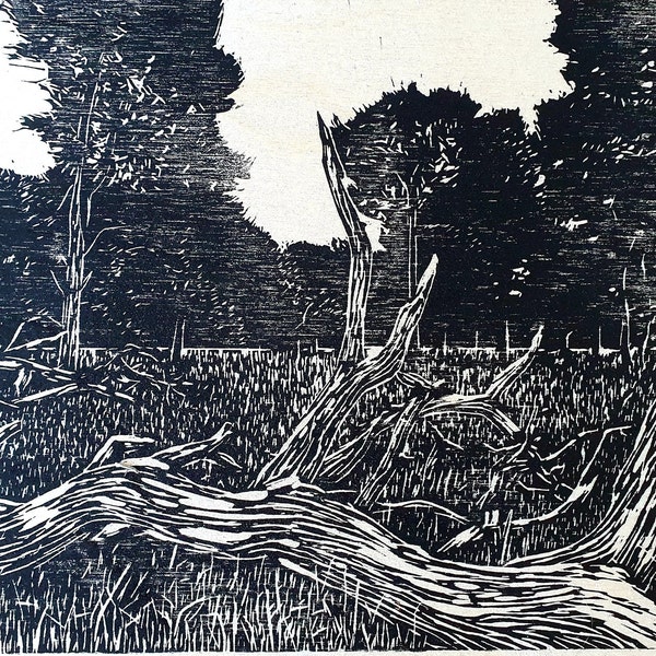 Trees Linocut - Etsy UK