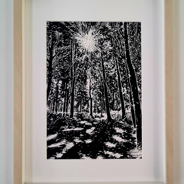 Trees Linocut - Etsy UK