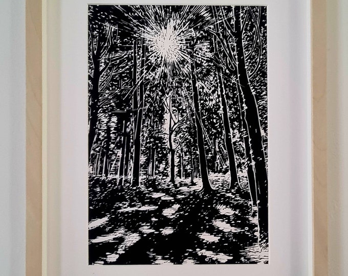 A Redwood Forest Giant, Linocut Tree Print - Etsy