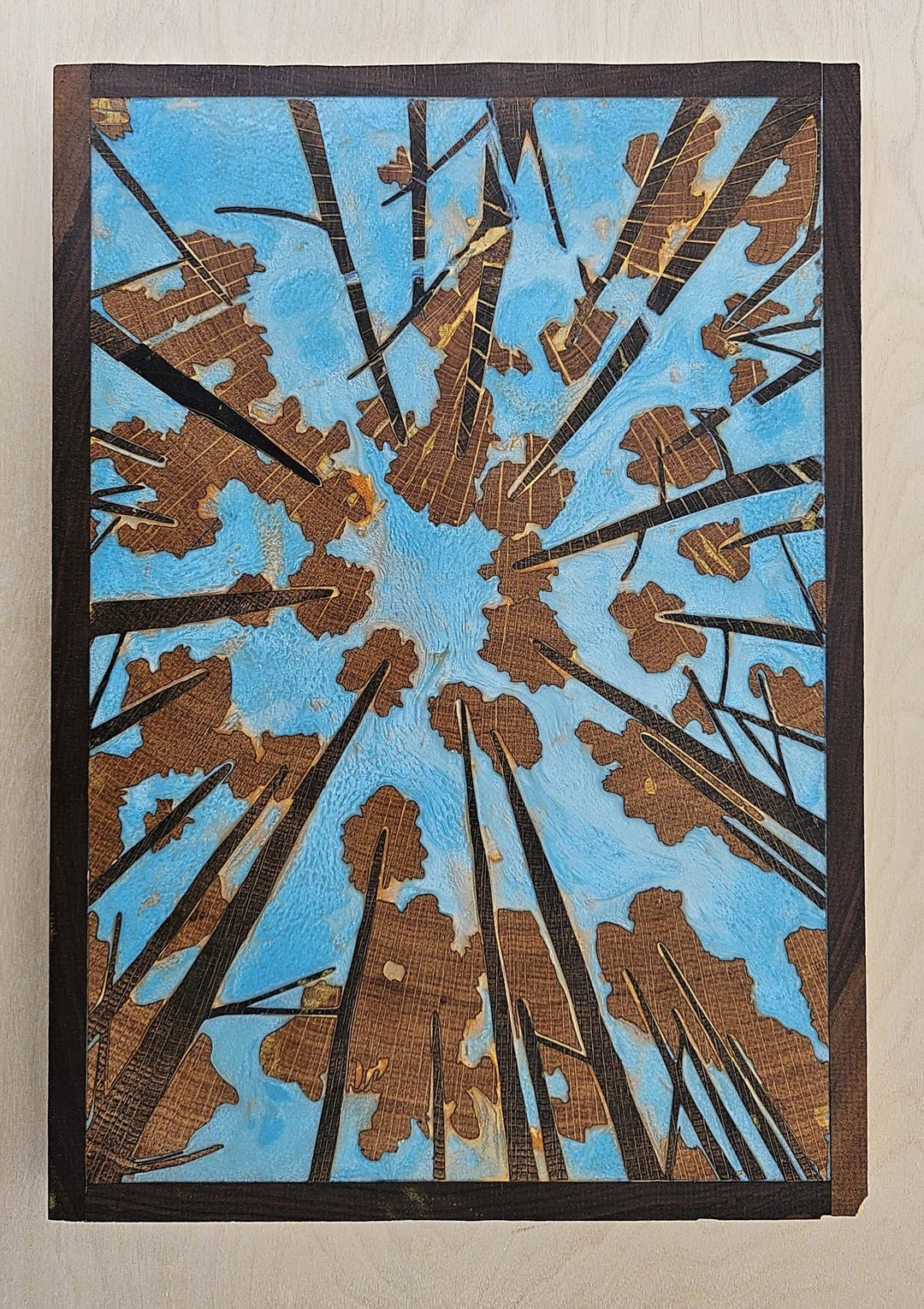 Tall Pines/original Marquetry Design/veneer Art/tree Art/walnut/oak ...