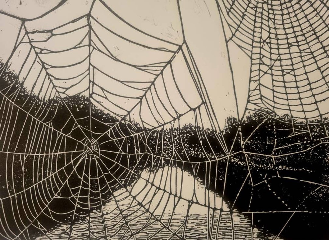 Original Spider Web Lino Print - Etsy