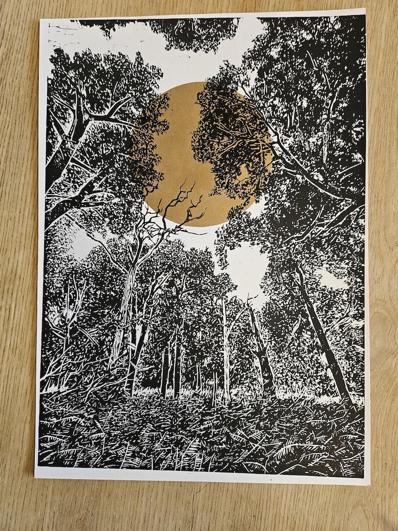Woodland Clearing Linocut Print - Etsy