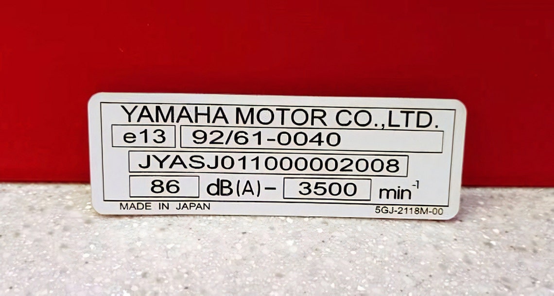 Yamaha VIN ID CHASSIS Plate or Sticker Your Text - Etsy
