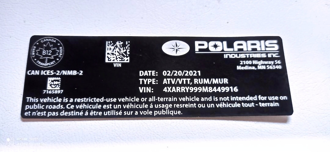 Polaris Vin Plate Or Sticker Etsy