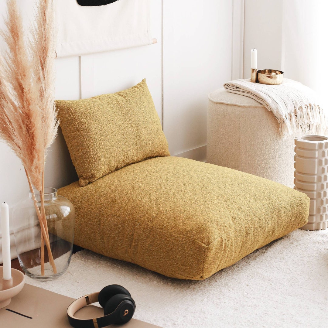 Large Woven Floor Cushion Cover and Pillow Cover Set Mustard - Etsy