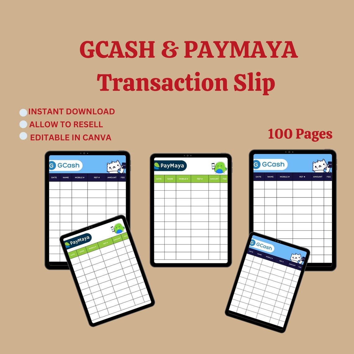 Ultimate Bundle GCASH and PAYMAYA Transaction Record & Transaction Slip With Master Resell ...