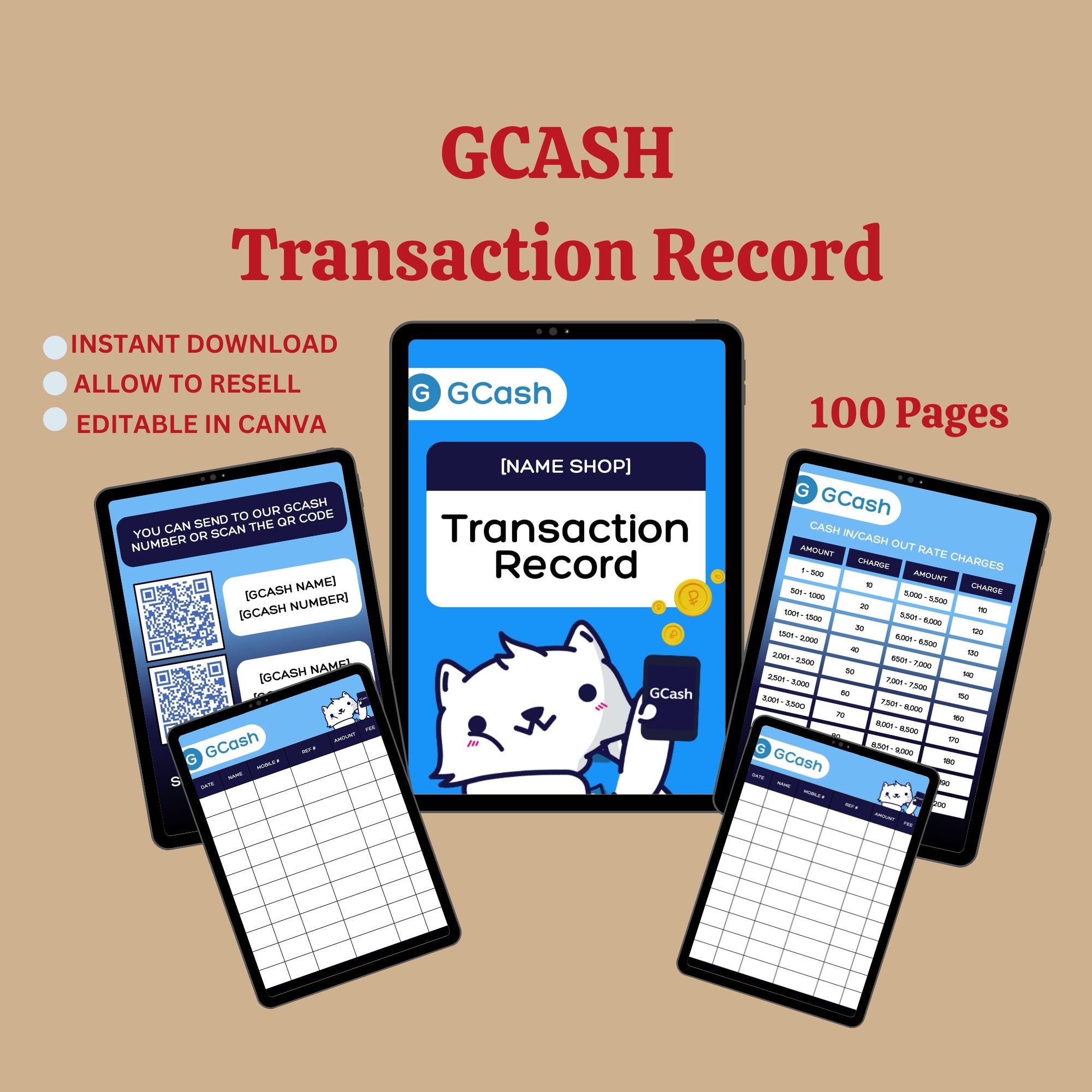 Ultimate Bundle GCASH and PAYMAYA Transaction Record & Transaction Slip ...
