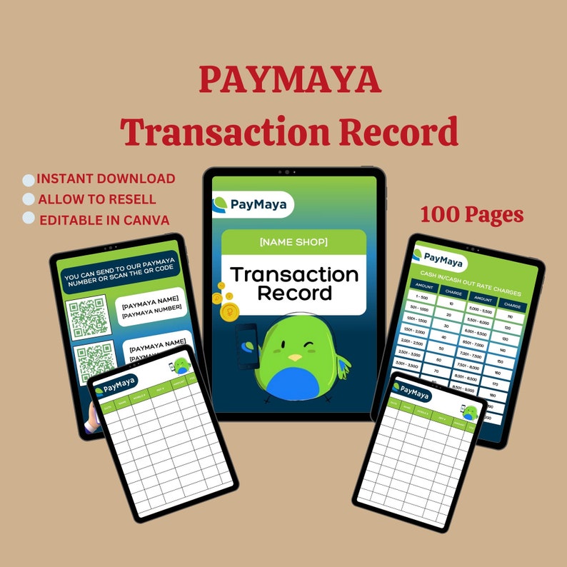Ultimate Bundle GCASH and PAYMAYA Transaction Record & Transaction Slip With Master Resell ...
