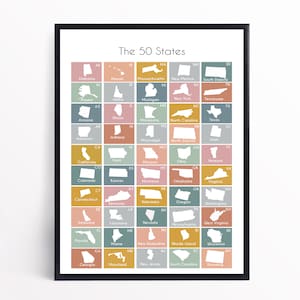 United States Map the 50 States Poster Educational Classroom - Etsy