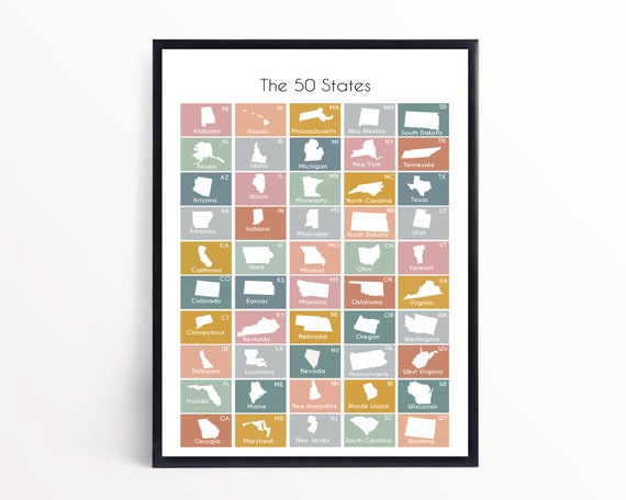 United States Map the 50 States Poster Educational | Etsy Canada