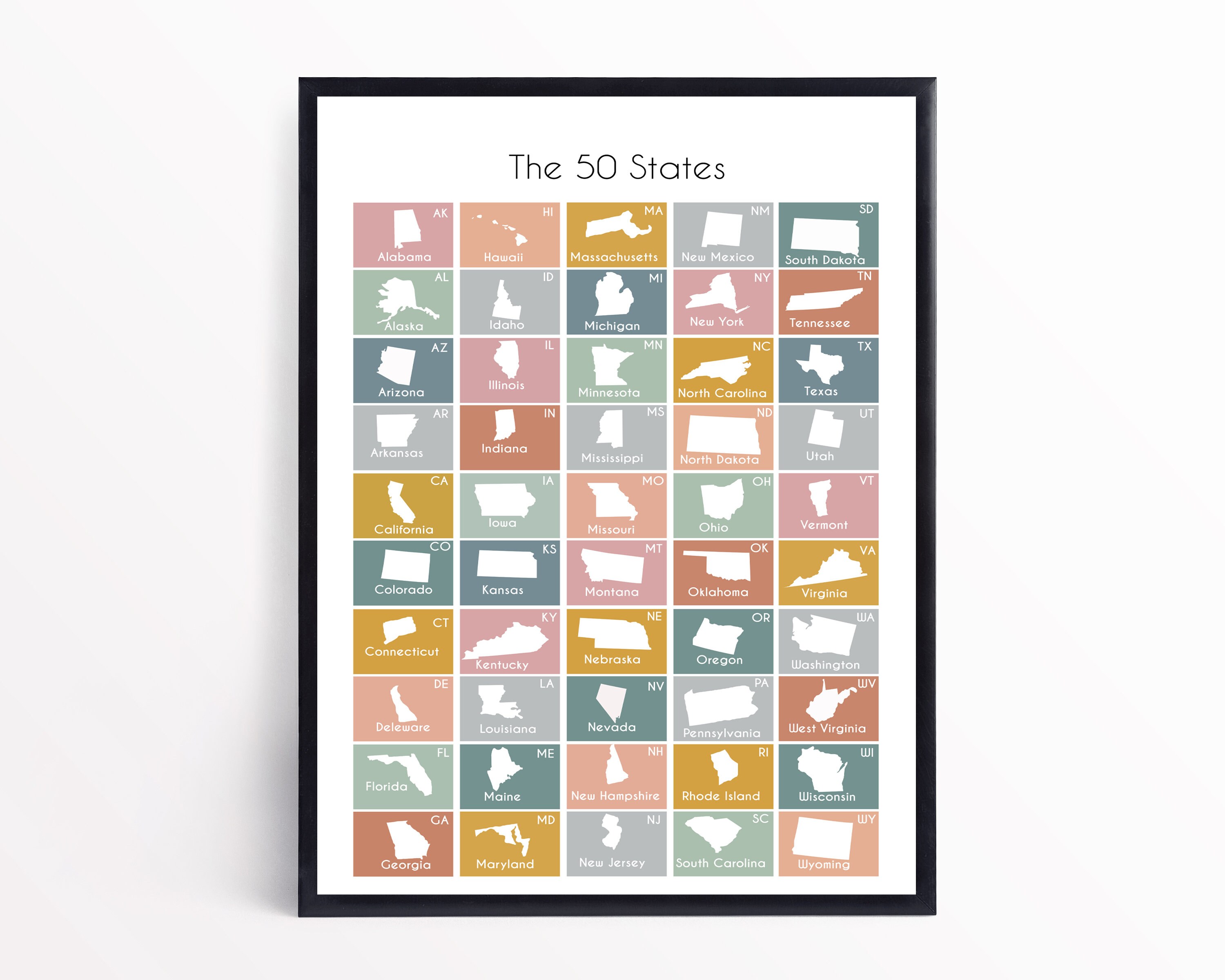 United States Map | the 50 States Poster | Educational | Classroom| - Etsy