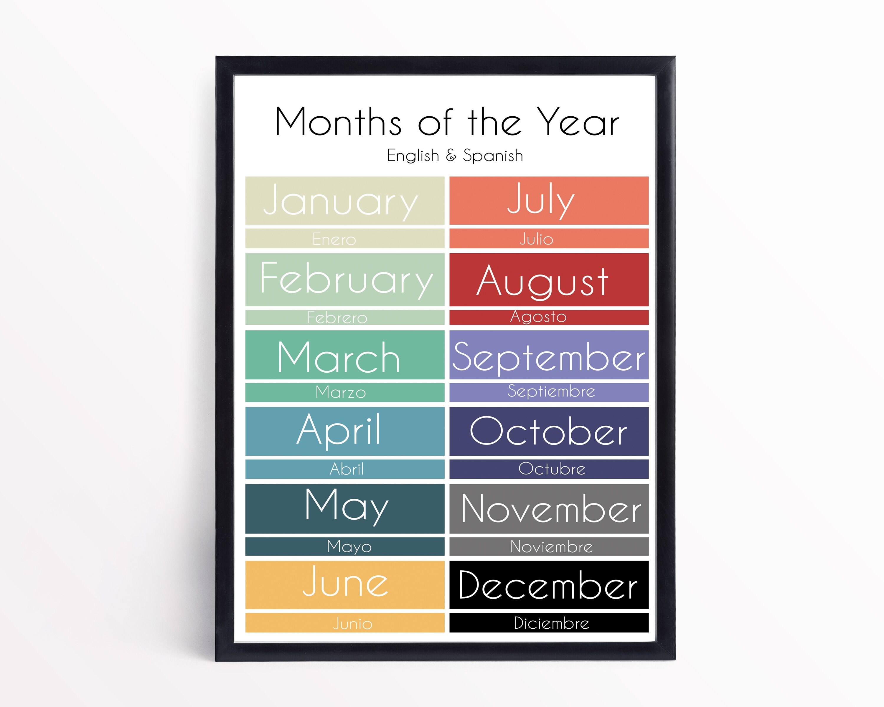 Months of the Year | Unframed Poster | English & Spanish | Classroom ...