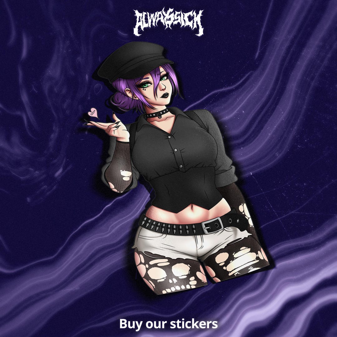 Goth Explosive Rogue Girl Kiss Cut Sticker - Etsy