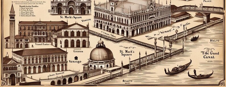Map of Historical Places in Venice Wall Art - Etsy