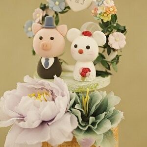 Pig and Mouse Wedding Cake Topper,rat and Piggy Cake Topper,piglet and ...