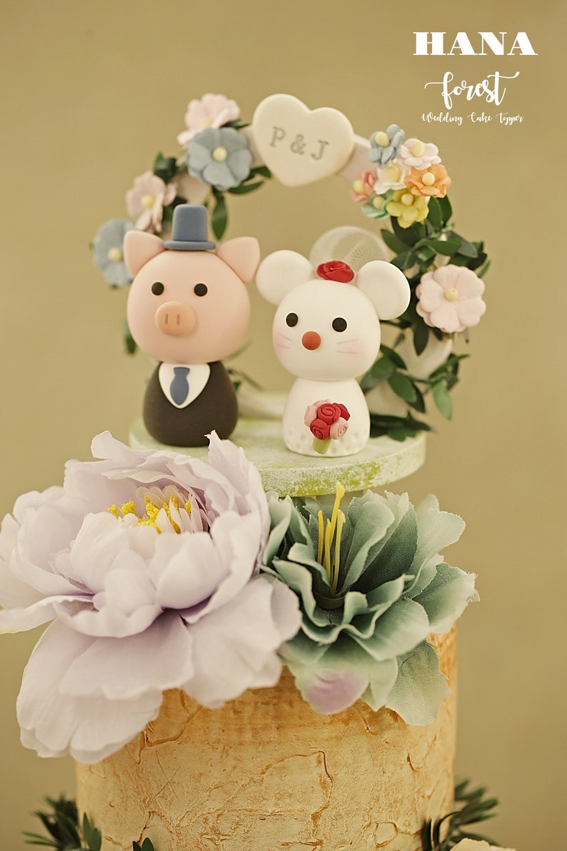 Pig and Mouse Wedding Cake Topperrat and Piggy Cake - Etsy