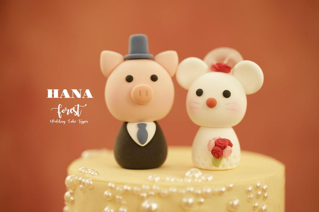 Pig and Mouse Wedding Cake Topper,rat and Piggy Cake Topper,piglet and ...