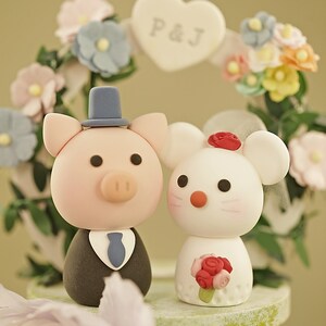 Pig and Mouse Wedding Cake Topper,rat and Piggy Cake Topper,piglet and ...
