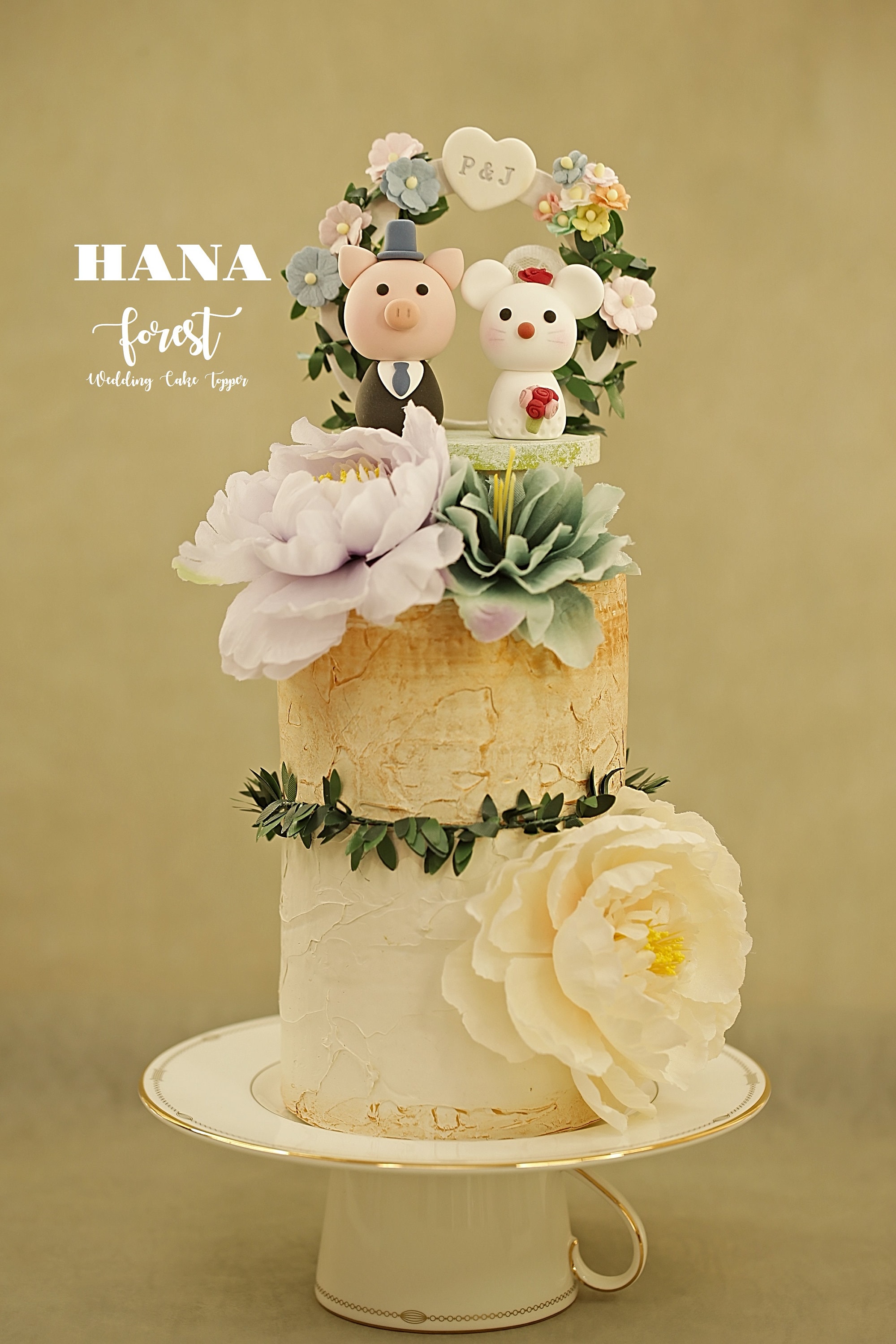 Pig and Mouse Wedding Cake Topperrat and Piggy Cake - Etsy