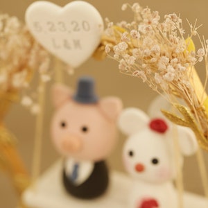 Pig and Mouse Wedding Cake Topper,rat and Piggy Cake Topper,piglet and ...